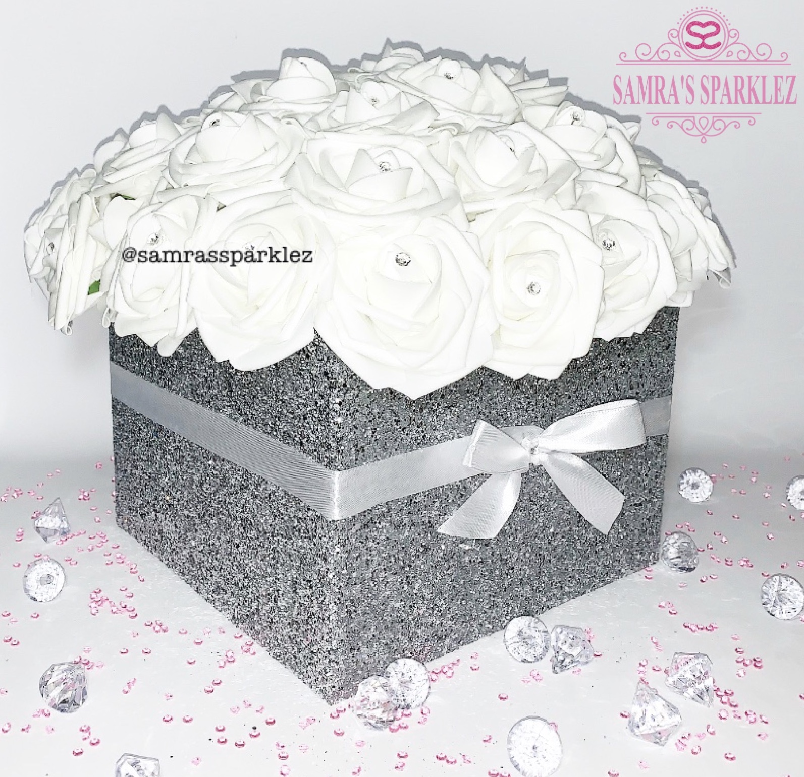 Fabric (3D) Glitter Square Rose Boxes – Samras Sparklez